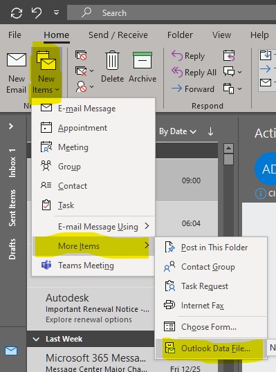 Creating Offline Data Files in Outlook – TELICS